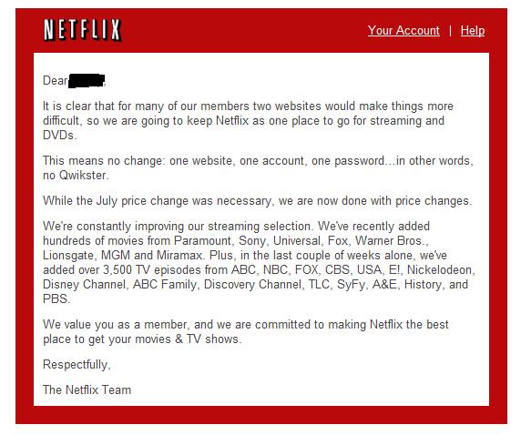 Netflix Cancels Qwikster - Just Push Start